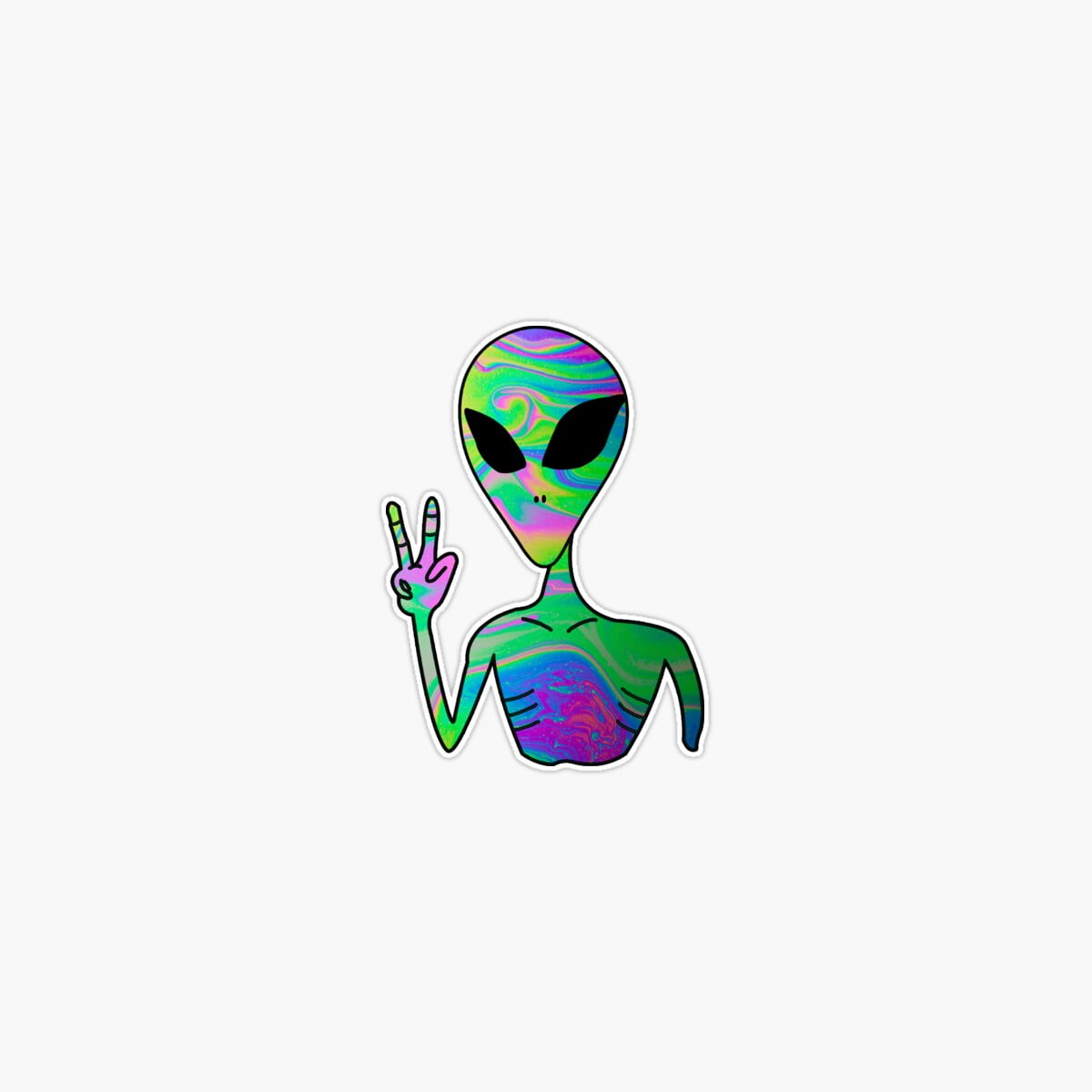 Onim Trippy Alien 7 Sticker, Phone Decal Water Bottle Stickers Car ...