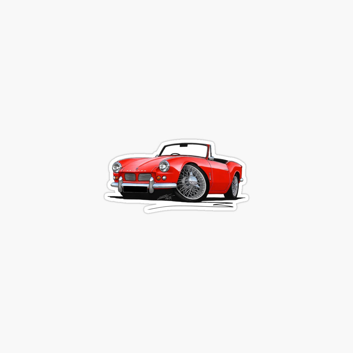 Onim Triumph Spitfire (Mk1) Red Sticker, Phone Decal Water Bottle ...
