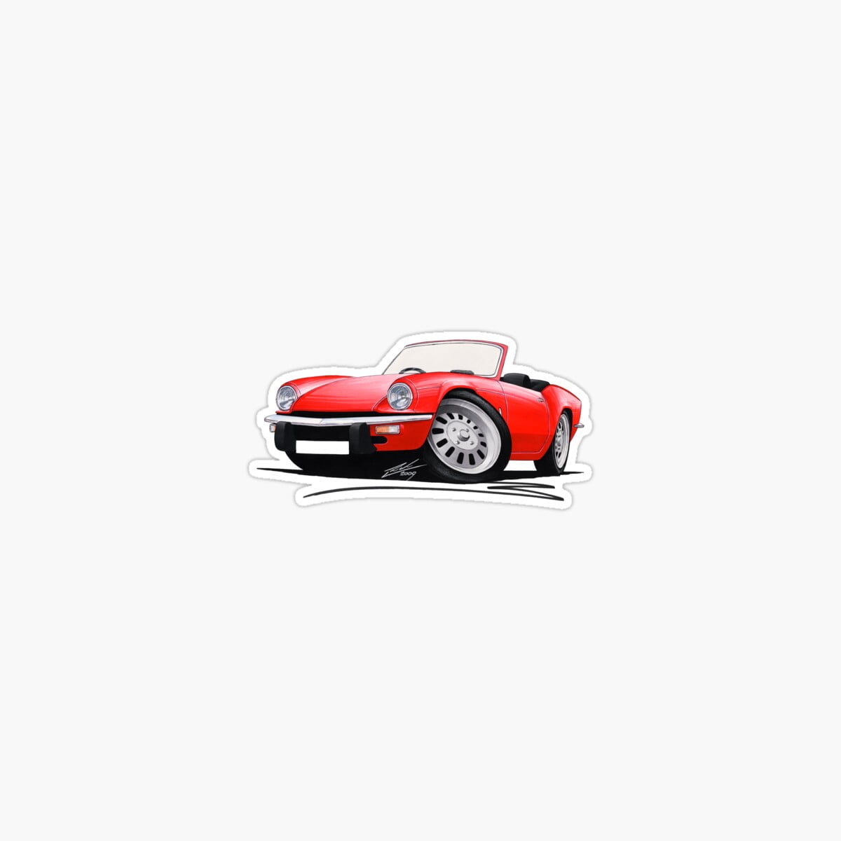 Onim Triumph Spitfire Mk4 Red - Caricature Car Art Sticker, Phone Decal ...