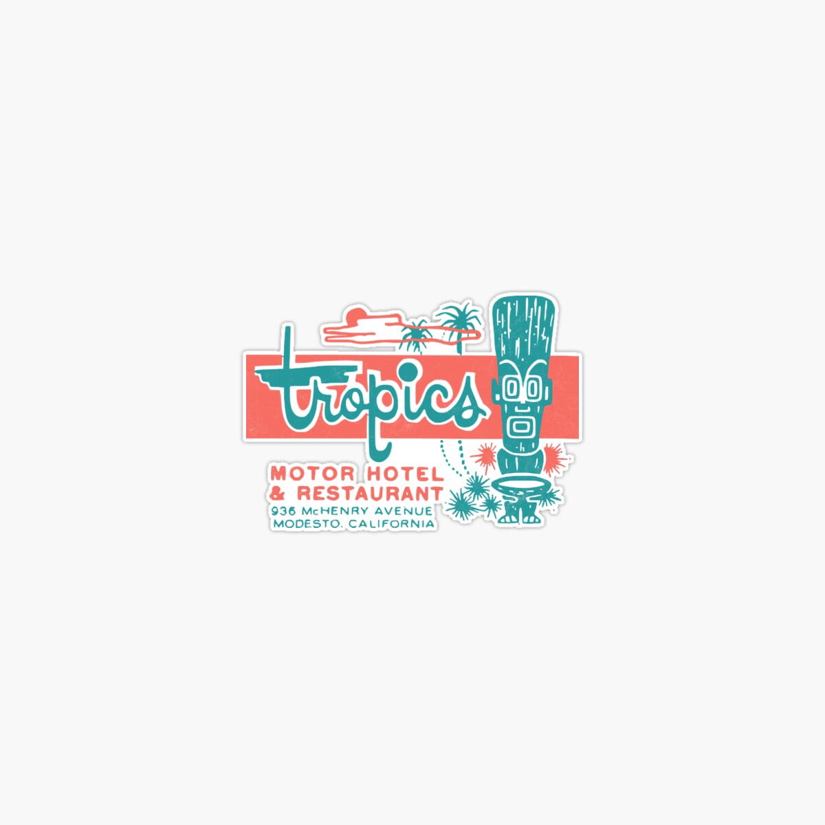 Onim Tropics Motor Hotel 1950s Retro Matchbook Art Sticker - Walmart.com