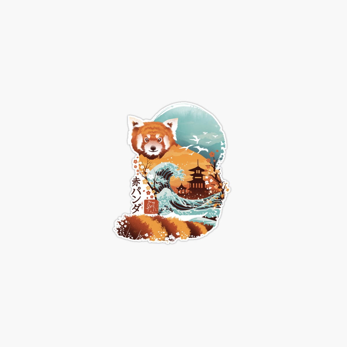 Onim Ukiyo e Red Panda Sticker - Walmart.com