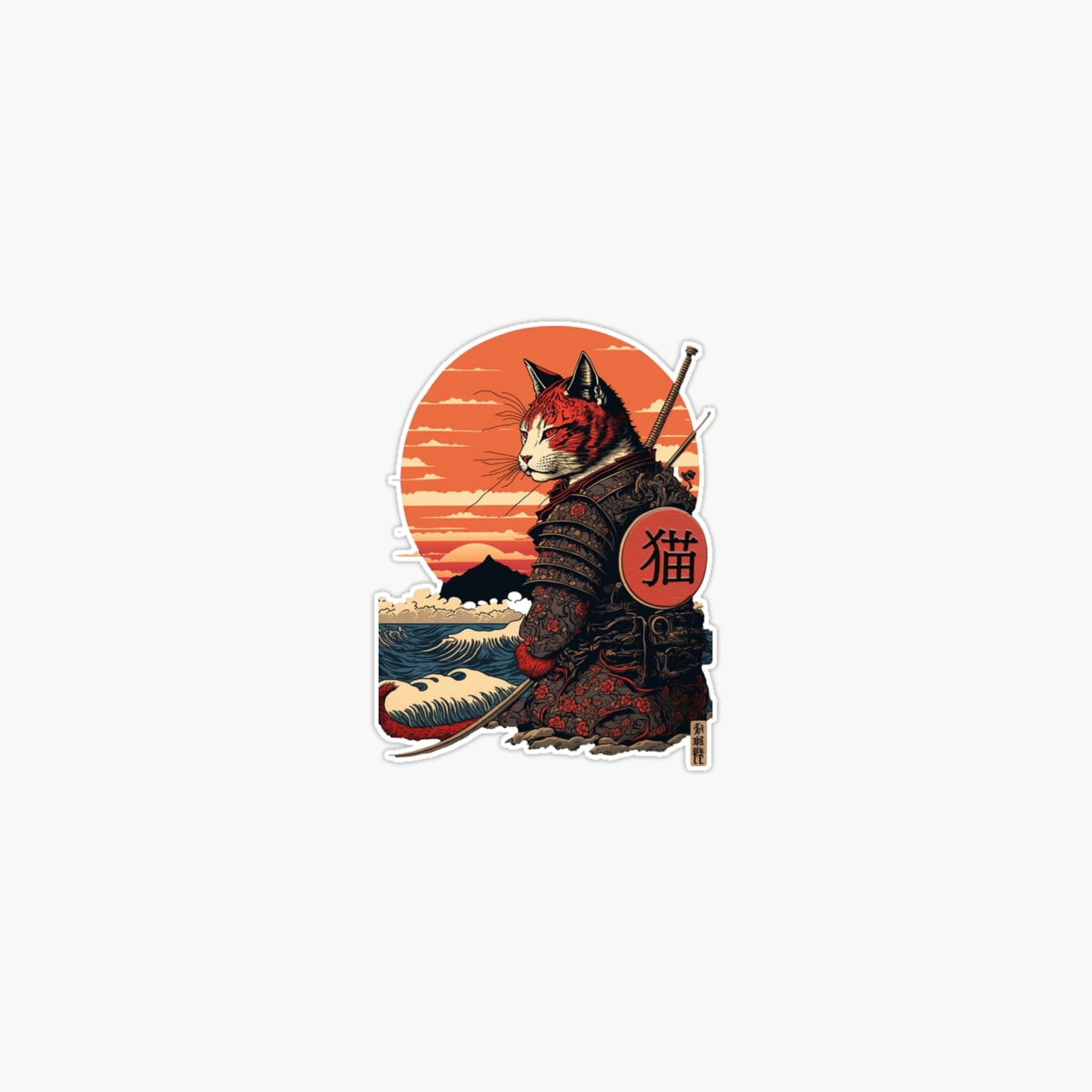 Onim Ukiyo e Samurai Cat Sticker - Walmart.com