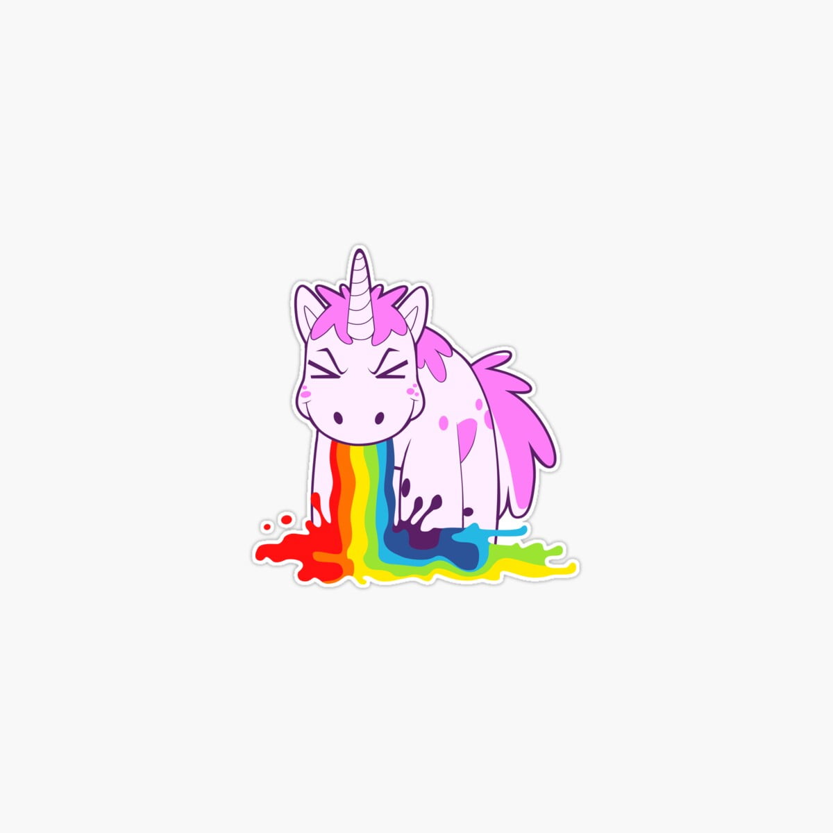 Onim Unicorn 'I Puke Rainbows!' Sticker, Phone Decal Water Bottle ...