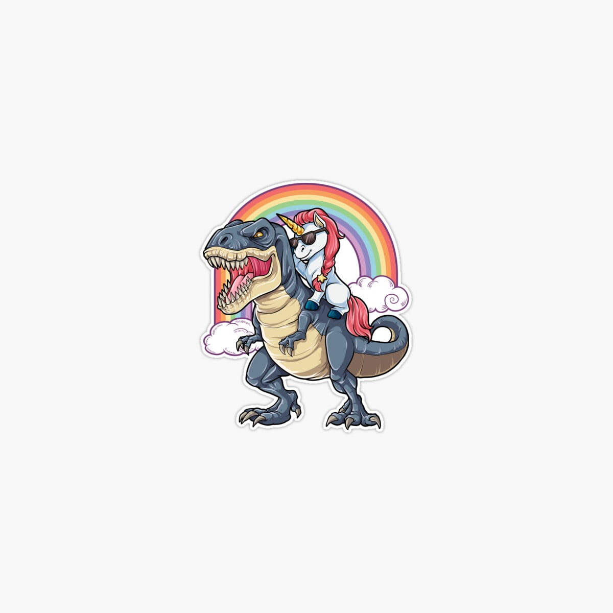 Onim Unicorn Riding Dinosaur T Shirt T-Rex Funny Unicorns Party Rainbow ...