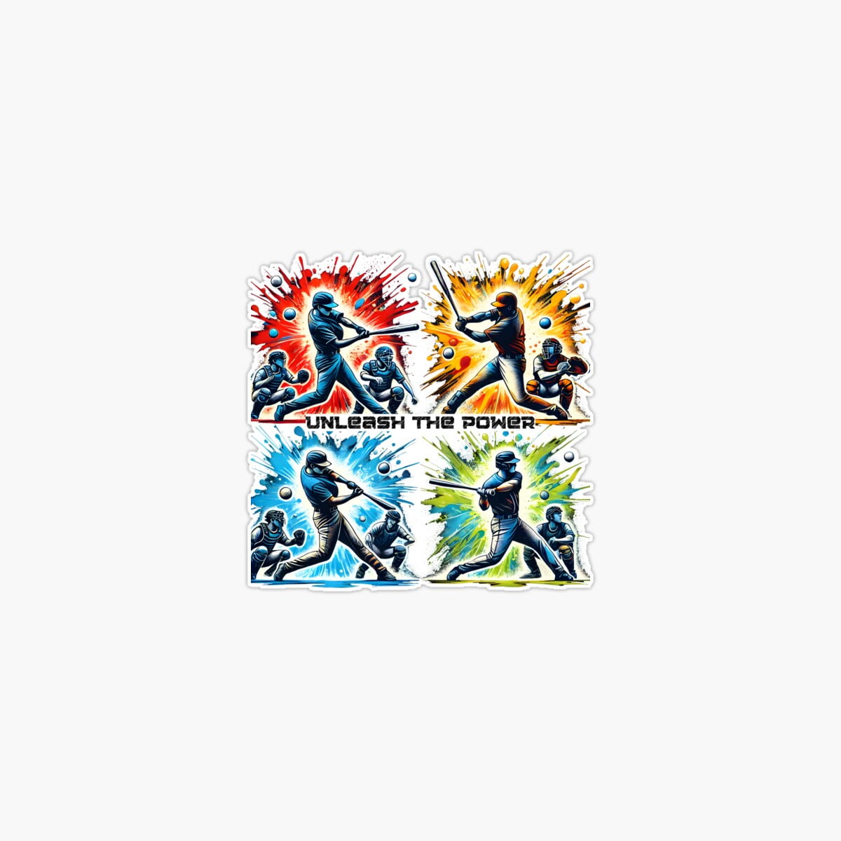 Onim Unleash The Power - Dynamic Baseball Action Art Sticker, Phone ...