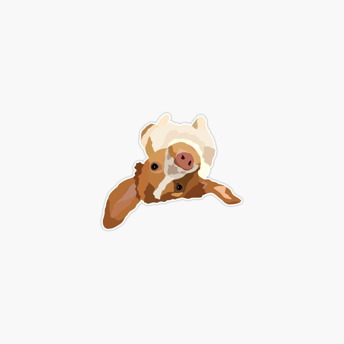 Onim Upside Down Brittany Dog Portrait Digital Illustration Sticker ...