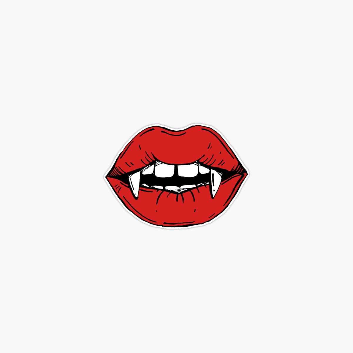 Onim Vampire Red Lips On Black Background Sticker, Phone Decal Water ...