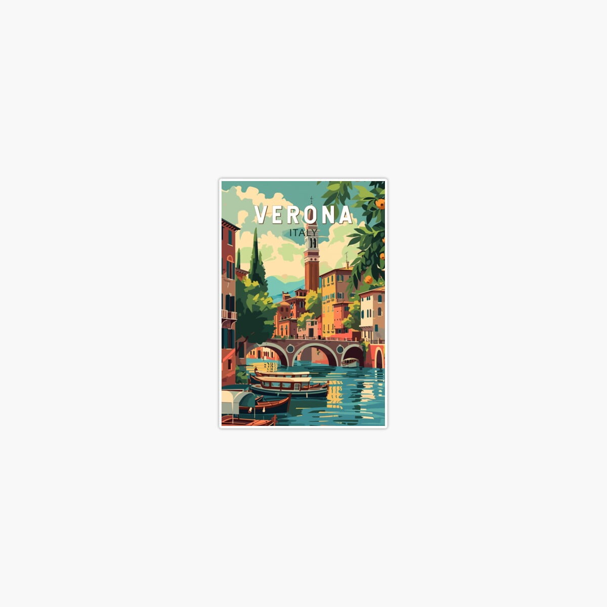 Onim Verona Italy Travel Art Vintage Sticker - Walmart.com
