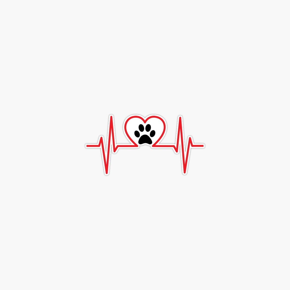 Onim Veterinarian Pet Paw Heart Life Line Sticker, Phone Decal Water ...