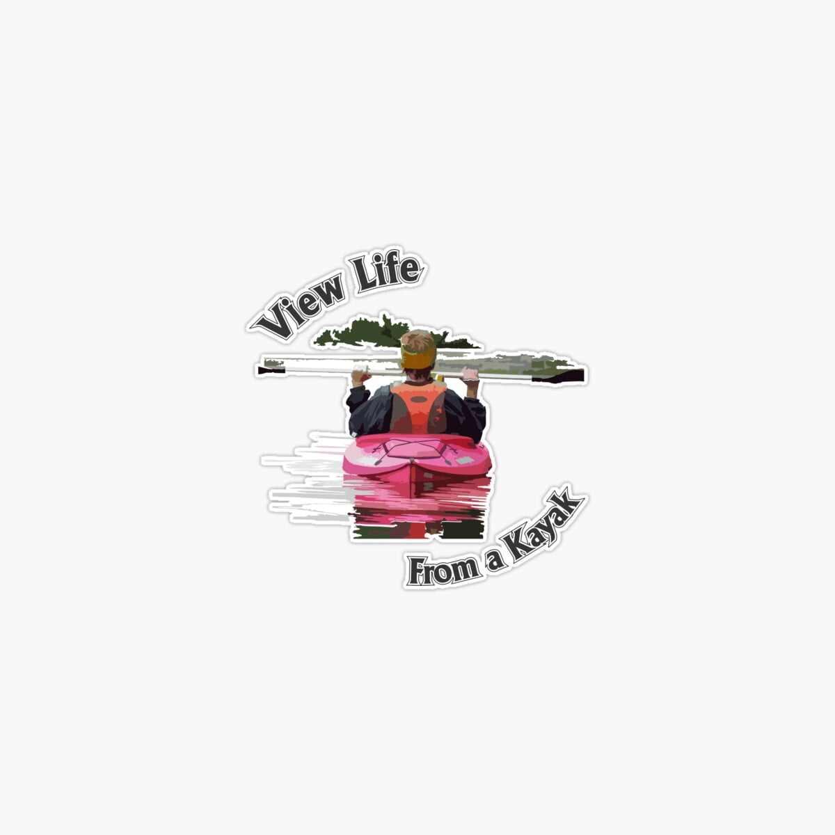 Onim View Life From A Kayak (Simple) Sticker, Phone Decal Water Bottle ...