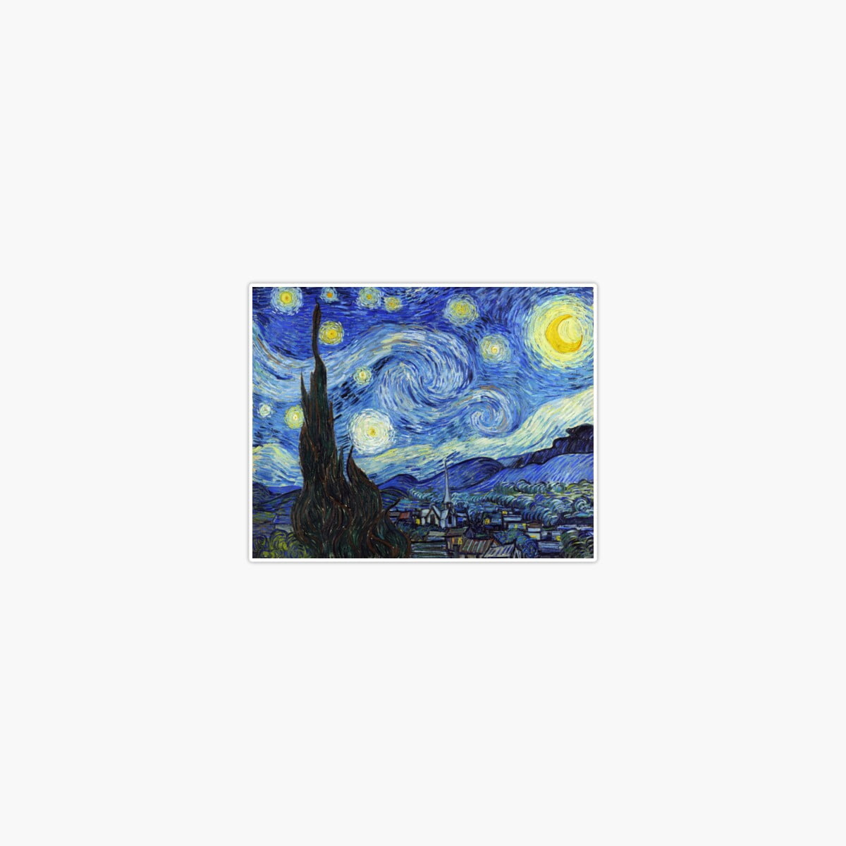 Onim Vincent Van Gogh - Starry Night Sticker, Phone Decal Water Bottle ...