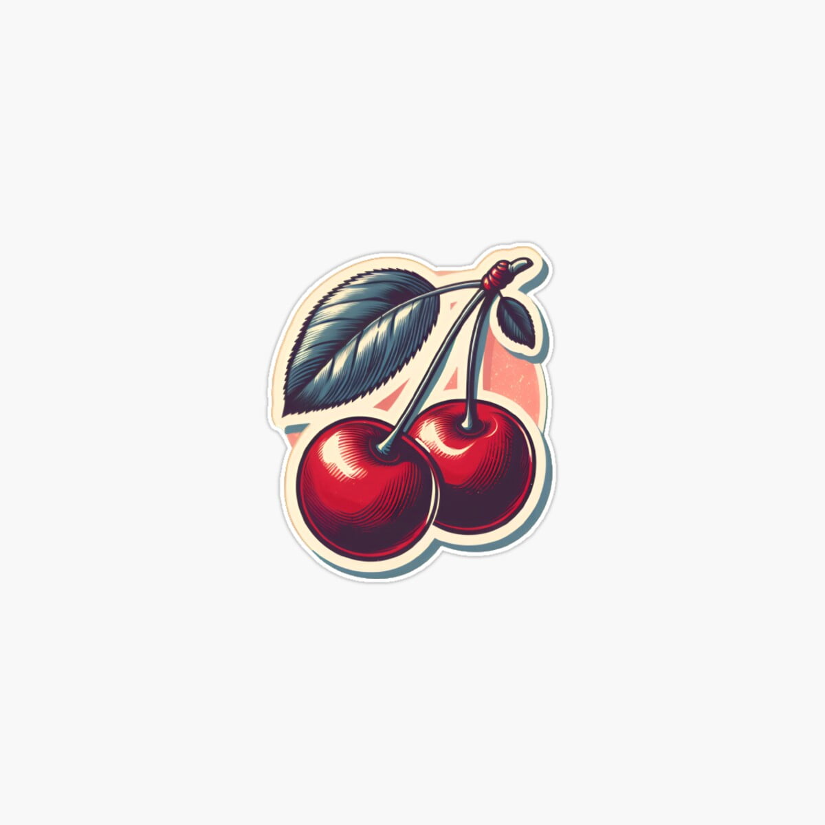 Onim Vintage Cherries Retro Fruit Art Hydro Sticker Red Food Cute ...