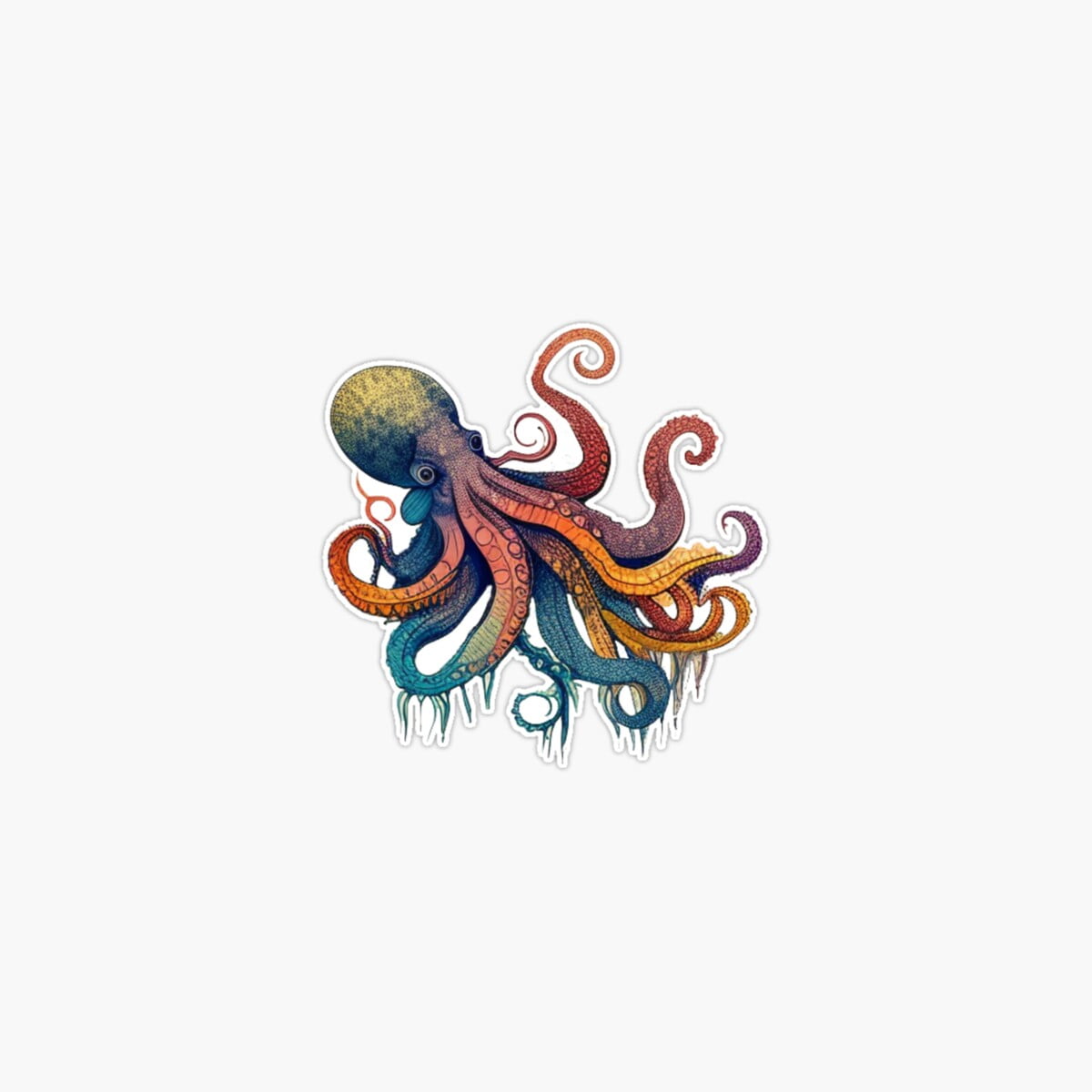 Onim Vintage Octopus Sticker, Phone Decal Water Bottle Stickers Car ...