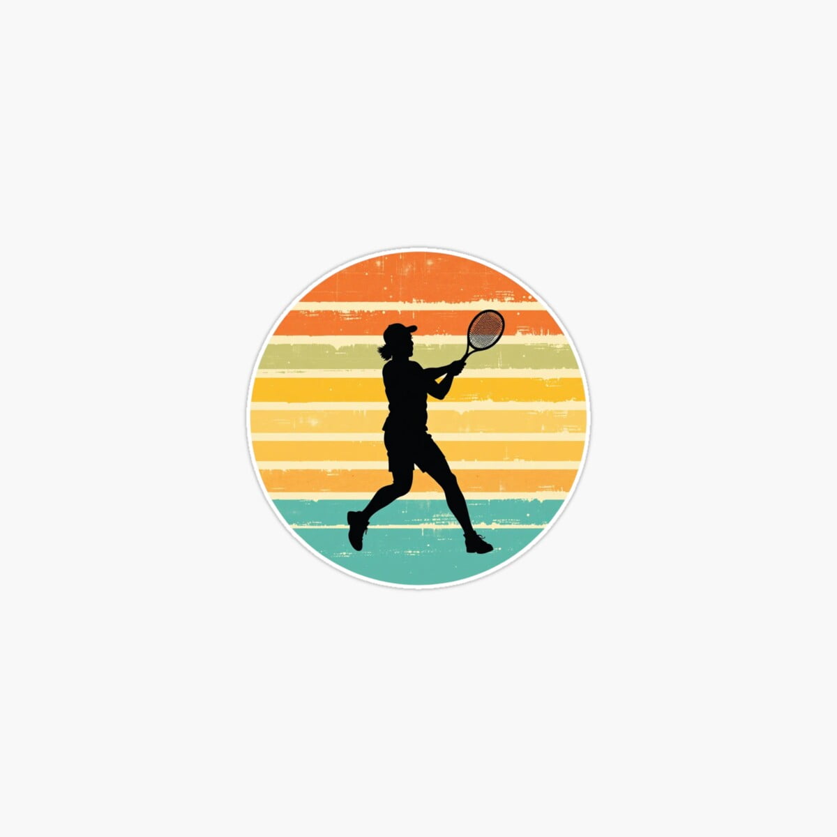 Onim Vintage Tennis Player Retro Sunset Vibes Sticker, Phone Decal ...