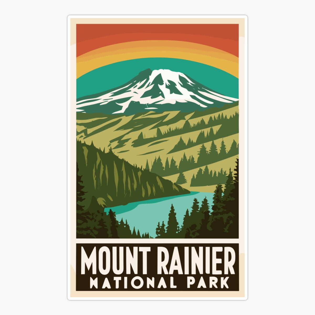 Onim A Vintage Travel Art Of The Mount Rainier National Park ...