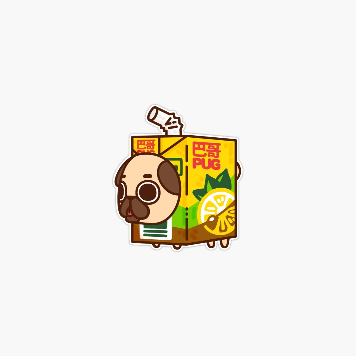Onim Vitapug Lemon Puglie Sticker, Phone Decal Water Bottle Stickers ...