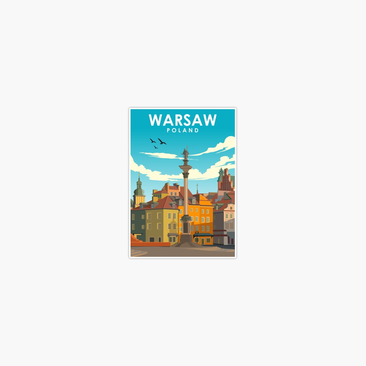 Onim Warsaw Poland Vintage Minimal Retro Travel Poster Sticker, Phone ...