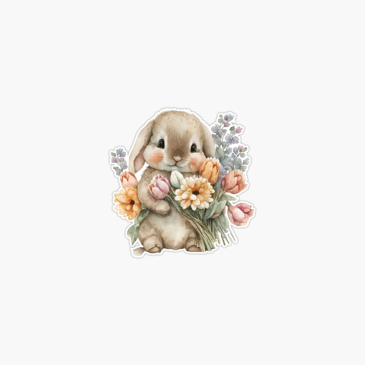 Onim Watercolor Bunny Rabbit Sticker, Phone Decal Water Bottle Stickers ...