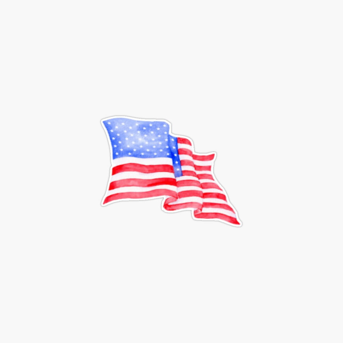 Onim Watercolor Waving American Flag Sticker - Walmart.com
