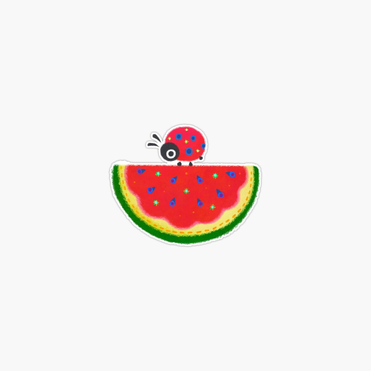 Onim Watermelon & Ladybugs Sticker, Phone Decal Water Bottle Stickers ...
