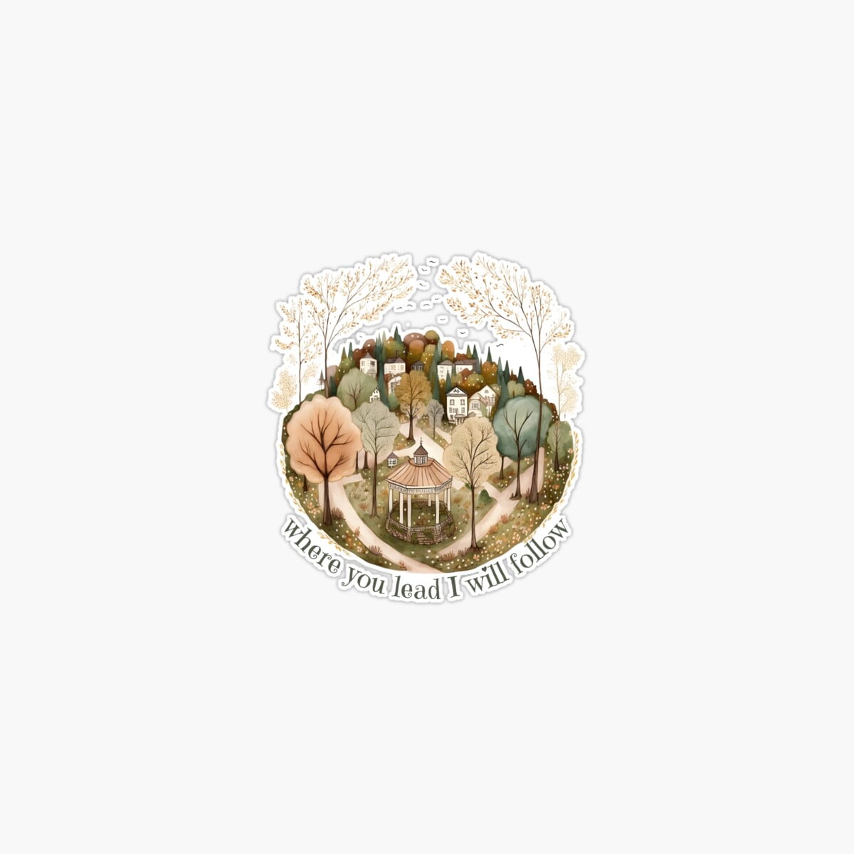 Onim Where You Lead - Gazebo - Watercolor Art - Gilmore Sticker, Phone ...