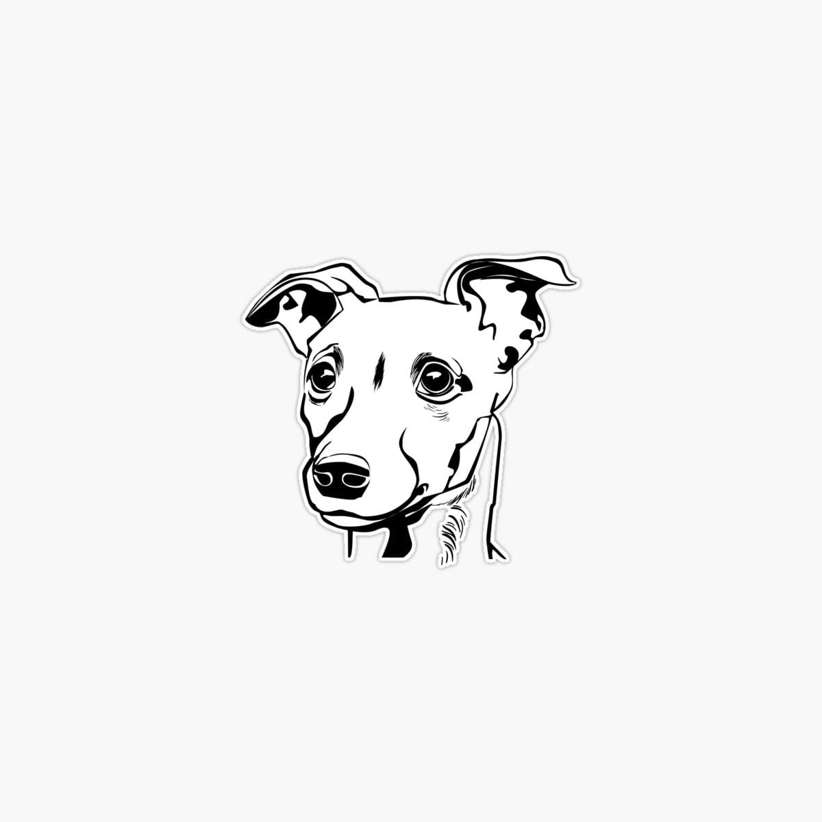 Onim Whippet Puppy Dog Face Drawing Illustration Sticker, Phone Decal ...