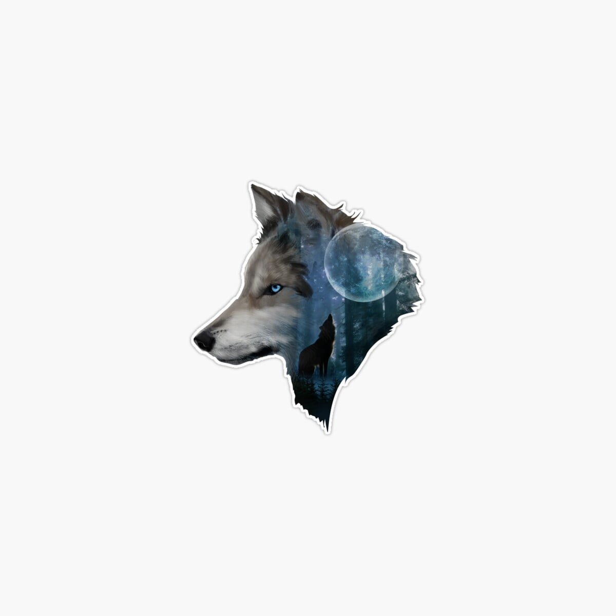 Onim Wolf Paint Howling Wolf At Forest Gifts Sticker, Phone Decal Water ...