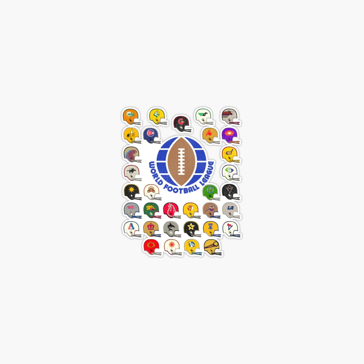 Onim World Football League Defunct Team Helmets Sticker, Phone Decal ...