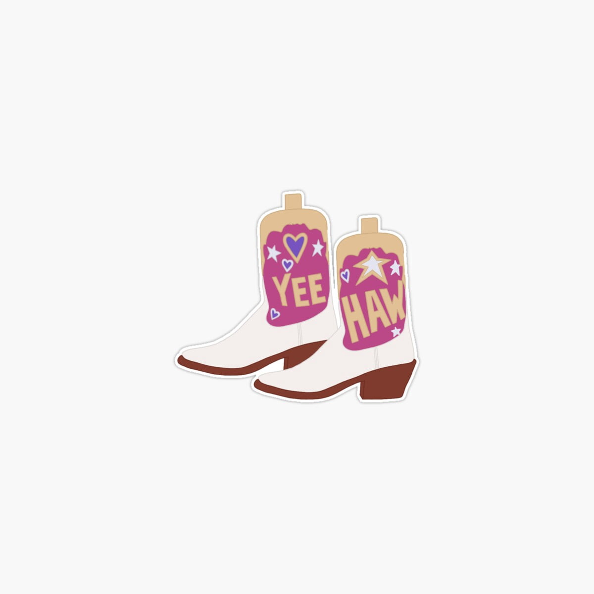 Onim Yeehaw Cowboy Boots Sticker, Phone Decal Water Bottle Stickers Car ...