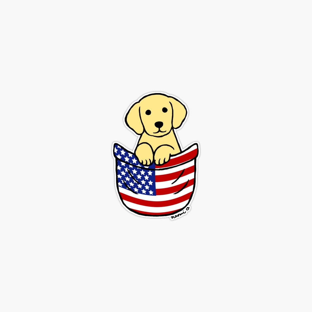 Onim Yellow Labrador Puppy Pocket Sticker, Phone Decal Water Bottle ...