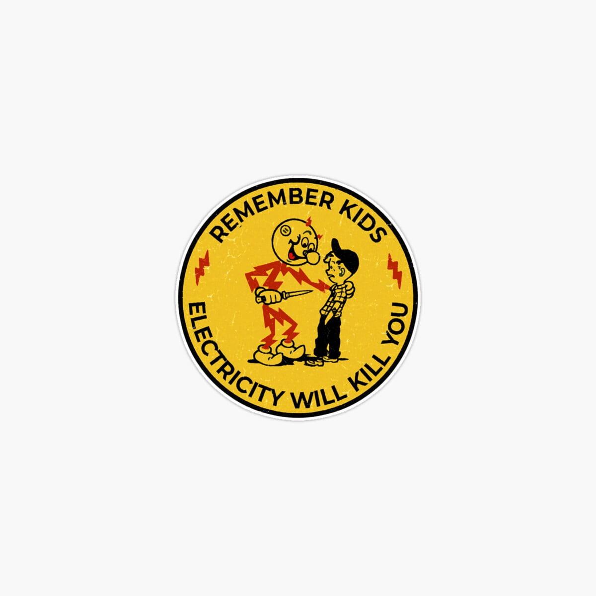 Onim Yellow Reddy Kilowatt, Electricity Will Kill You Sticker, Phone ...