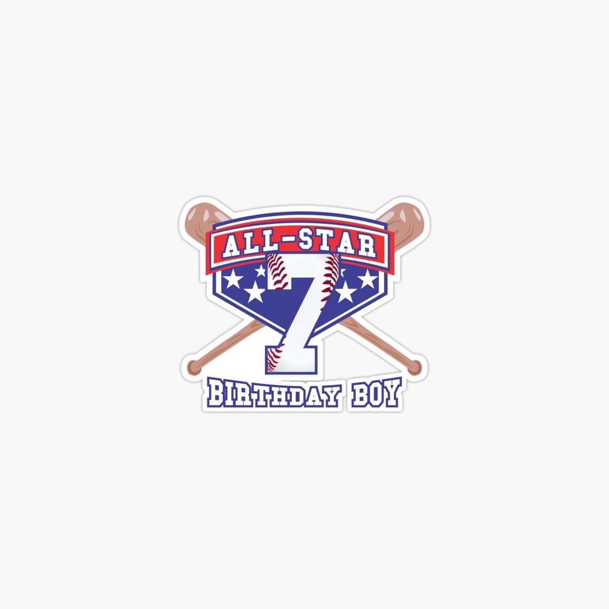 Onim Youth Player All Star 7Th Birthday Baseball Boy Sticker, Phone ...