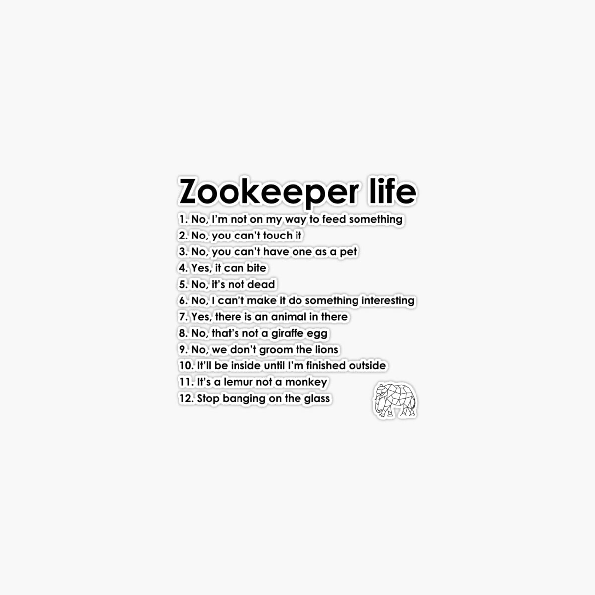 Onim Zookeeper life - black Sticker - Walmart.com