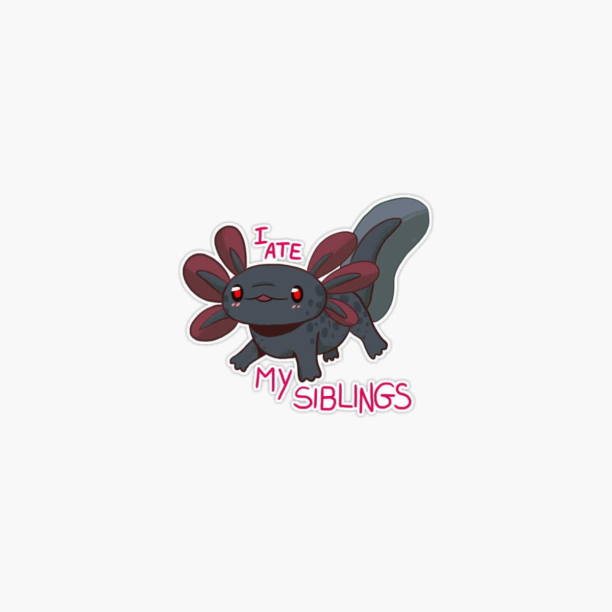 Onim Axolotl Baby Black Sticker, Phone Decal Water Bottle Stickers Car ...