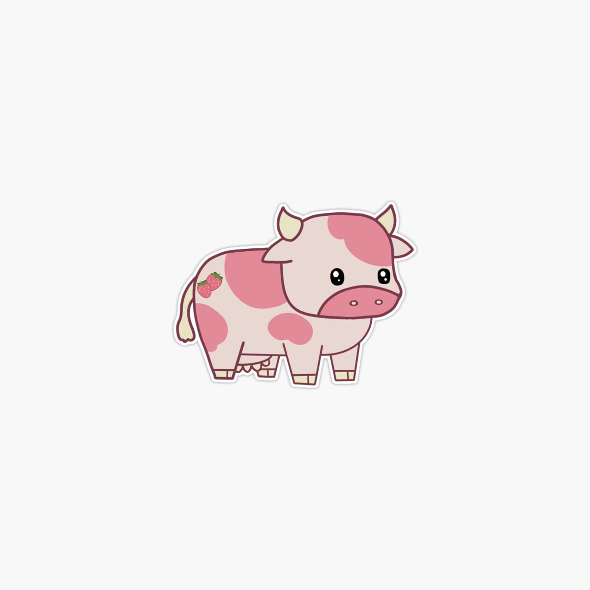 Onim Strawberry Cow Sticker, Phone Decal Water Bottle Stickers Car ...