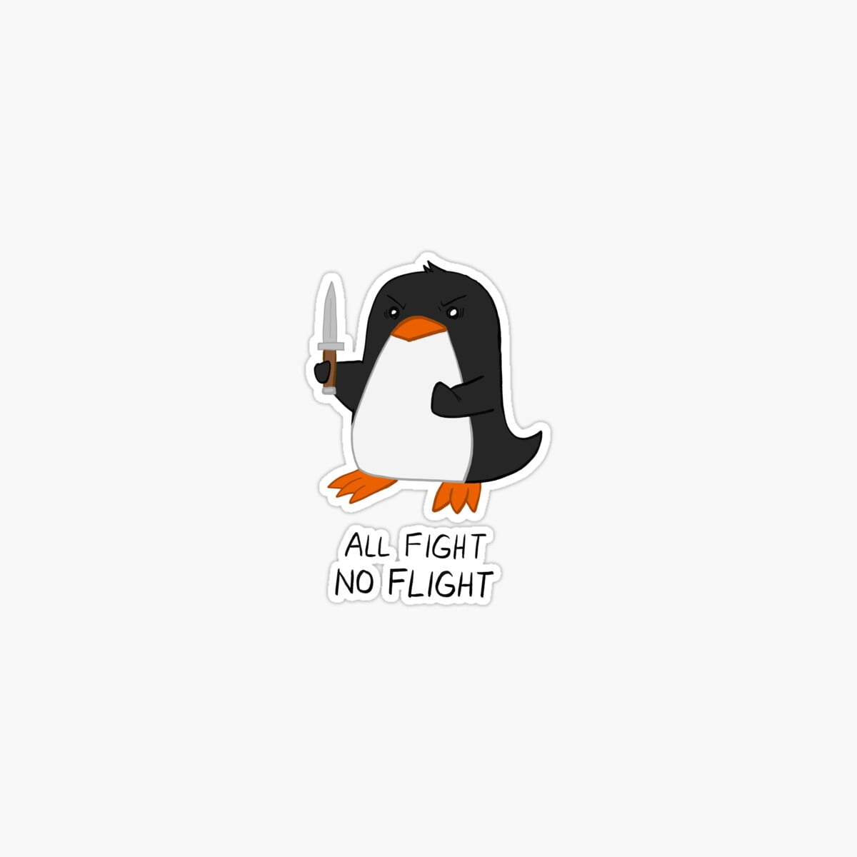 OnimAll Fight No Flight Penguin Sticker, Phone Decal Water Bottle ...
