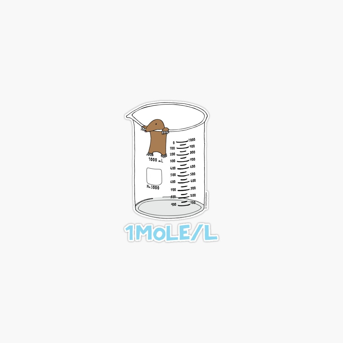 OnimChemistry 1 Mole Per Litre For Mole Or Avogadro'S Day Sticker ...