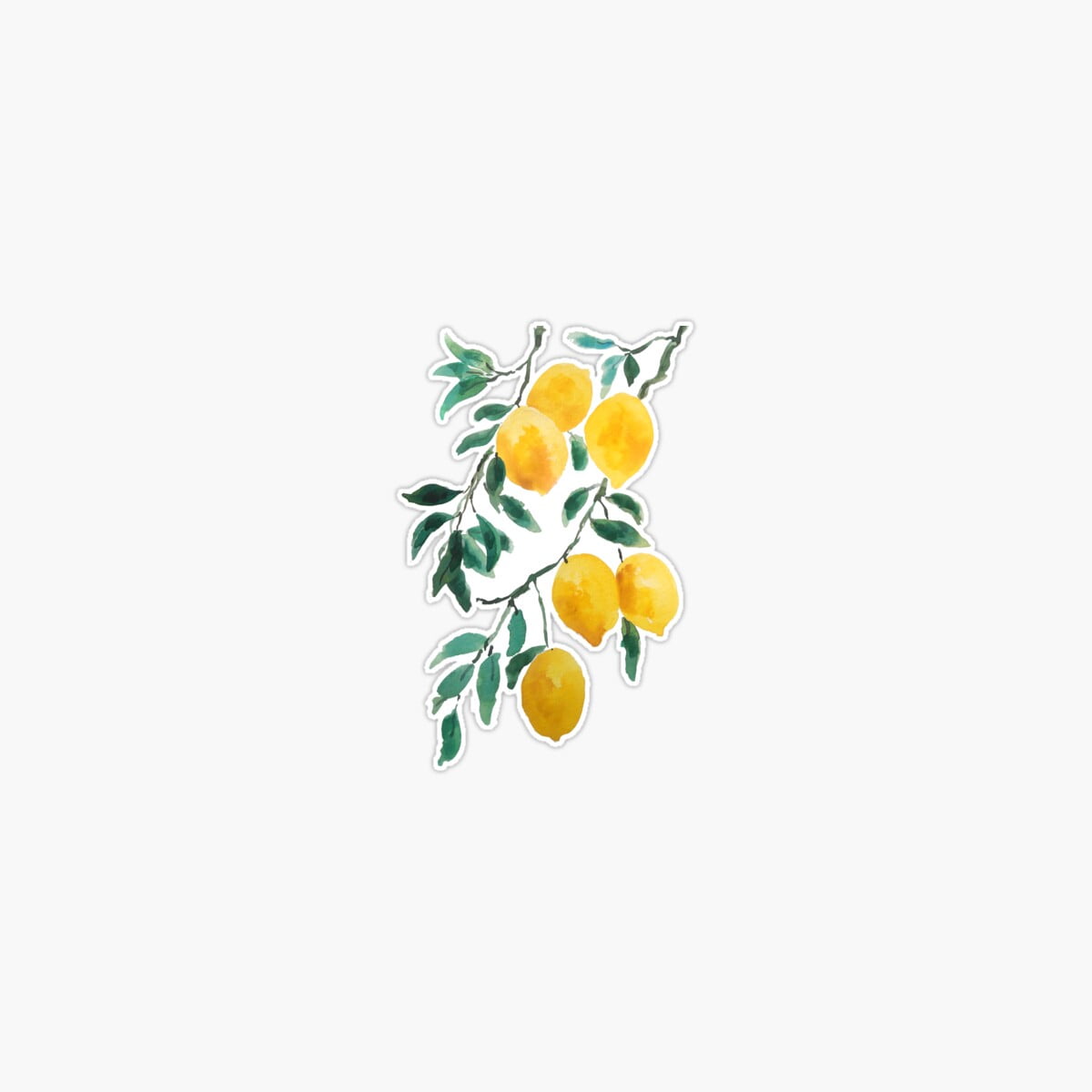 OnimHand Painted Yellow Lemon Watercolor Sticker, Phone Decal Water ...