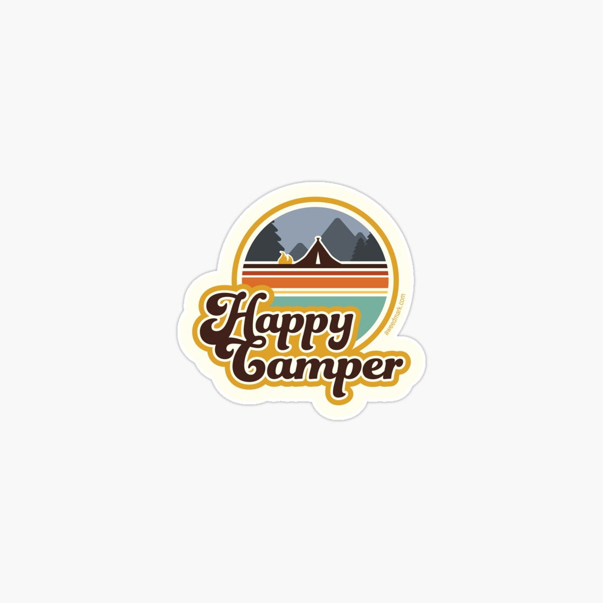 OnimHappy Camper (Retro, 70S, Camping) Sticker, Phone Decal Water ...