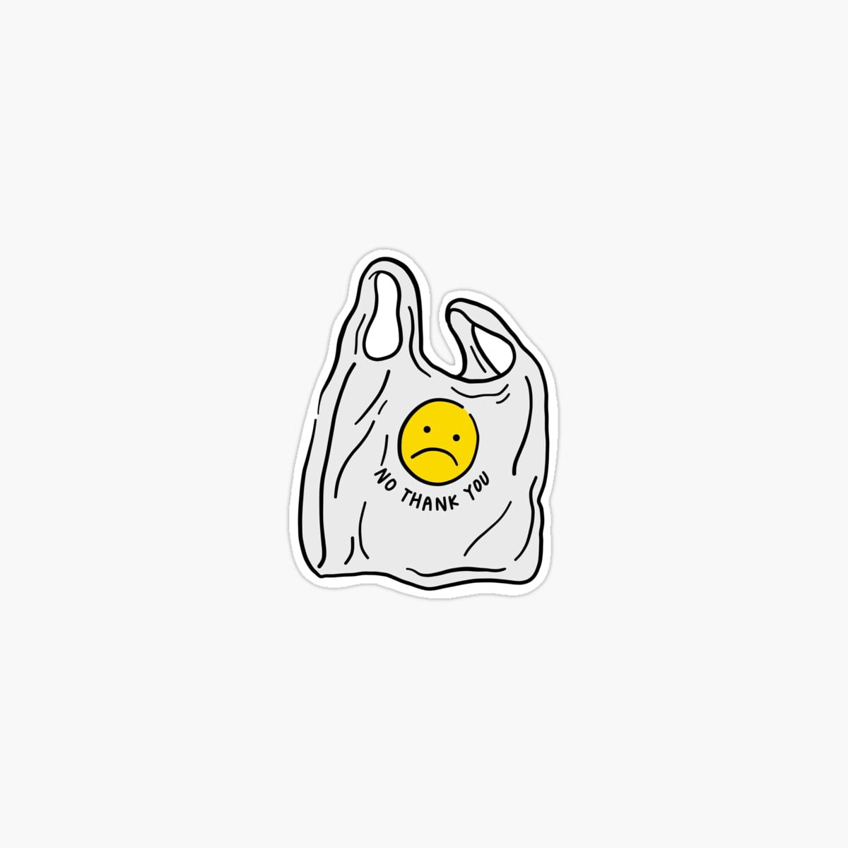 OnimSay No To Plastic Bags Sticker, Phone Decal Water Bottle Stickers ...