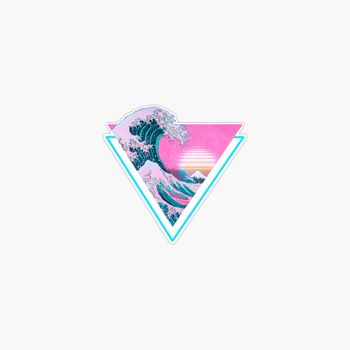 OnimVaporwave Aesthetic Great Wave Retro Triangle Sticker, Phone Decal ...