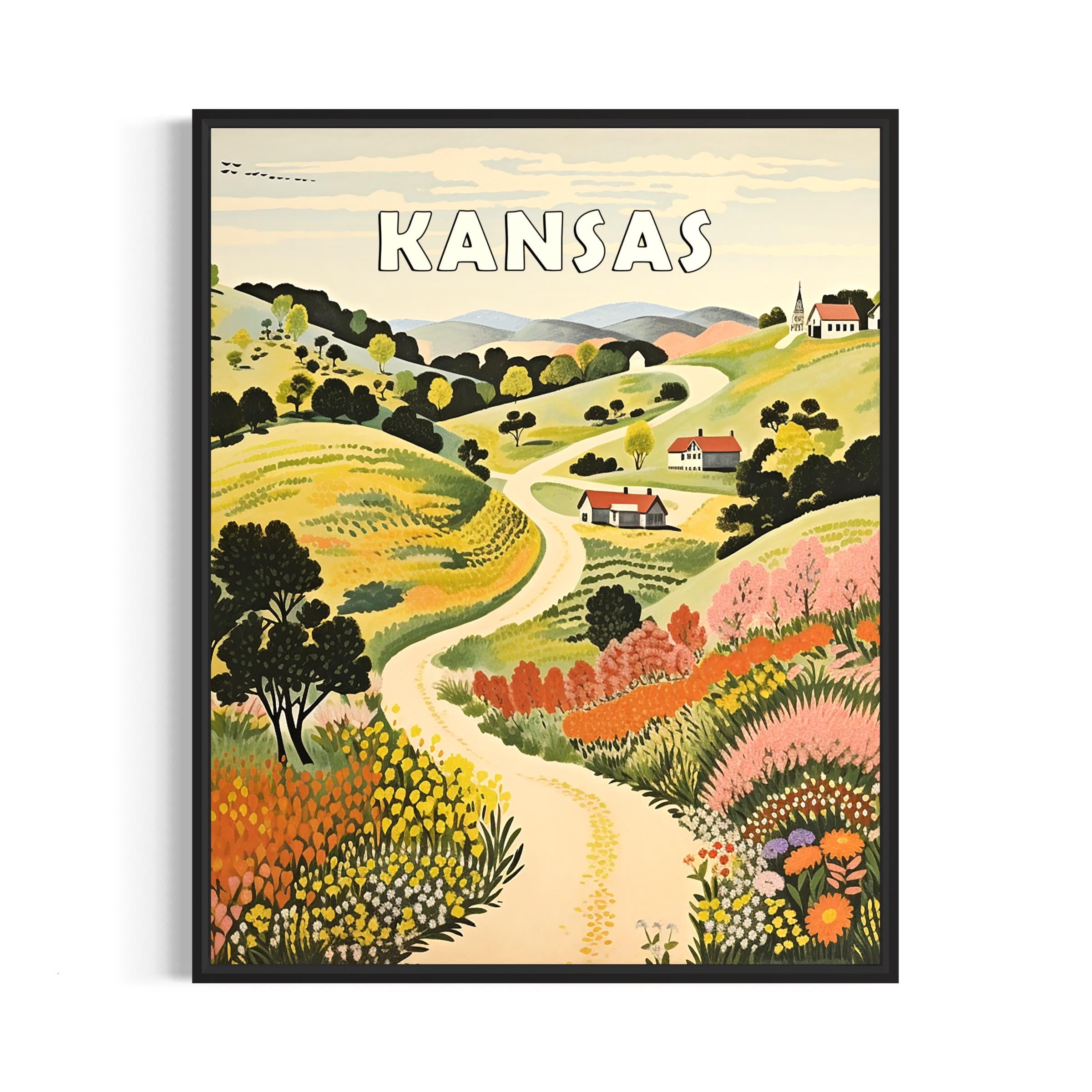 Onimhouse Poster Kansas And Motto Landscape Scenery Poster Art Print ...
