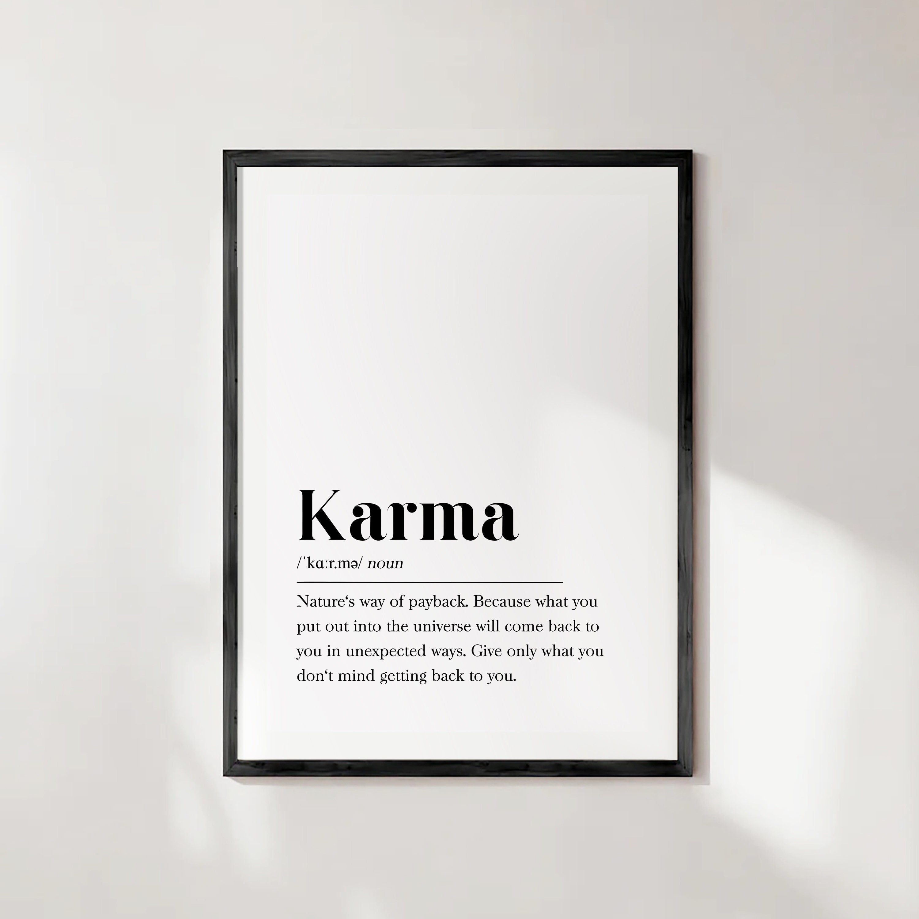 Onimhouse Poster Karma Meaning Wall Art, Minimalistic Wall Art, Black ...