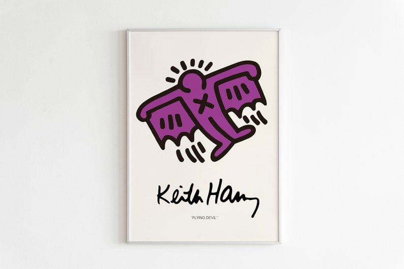 Onimhouse Poster Keith Haring Flying Devil Exhibition Poster, Pop Art ...