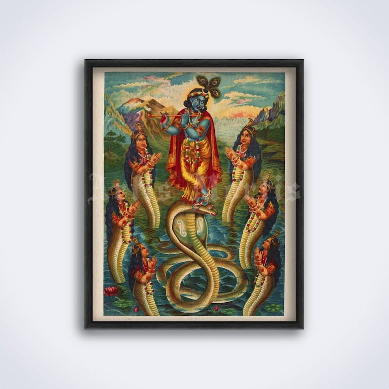 Onimhouse Poster Krishna Dancing On Snake Demon - Hindu Art, Hinduism ...