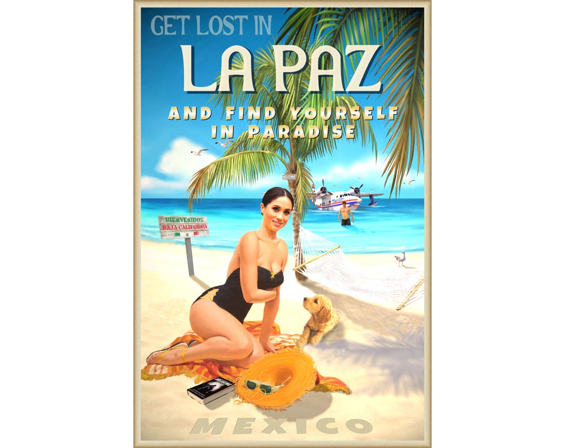 Onimhouse Poster La Paz Mexico Baja California Sur Travel Poster Beach Pin Up Art Print 353 ...