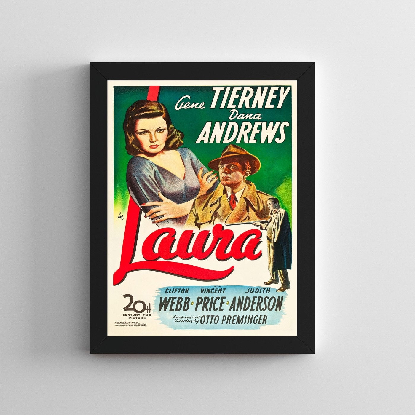 Onimhouse Poster Laura Film Noir Movie Poster -UNFRAMED - Walmart.com
