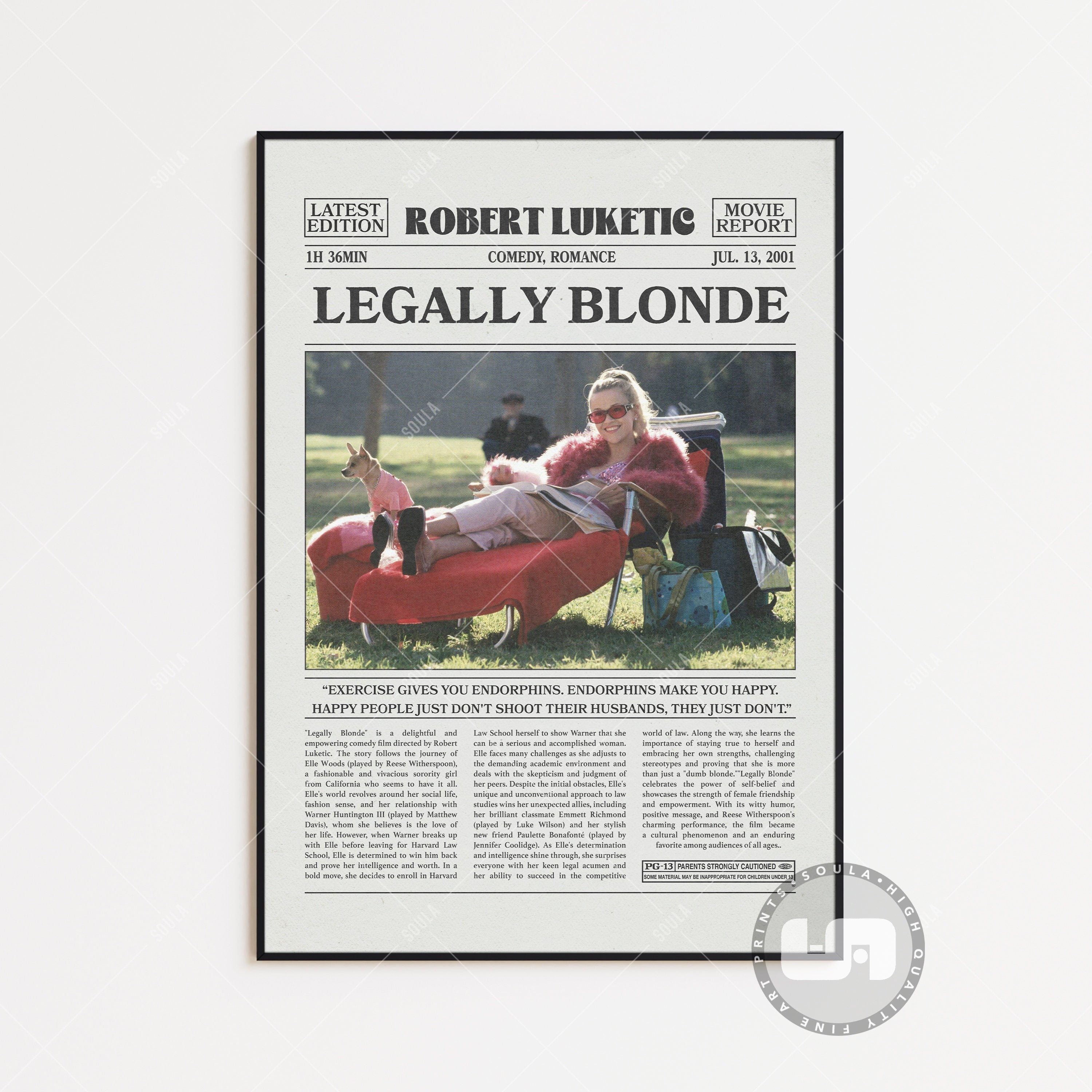 Onimhouse Poster Legally Blonde Poster, Robert Luketic, Retro Newspaper ...