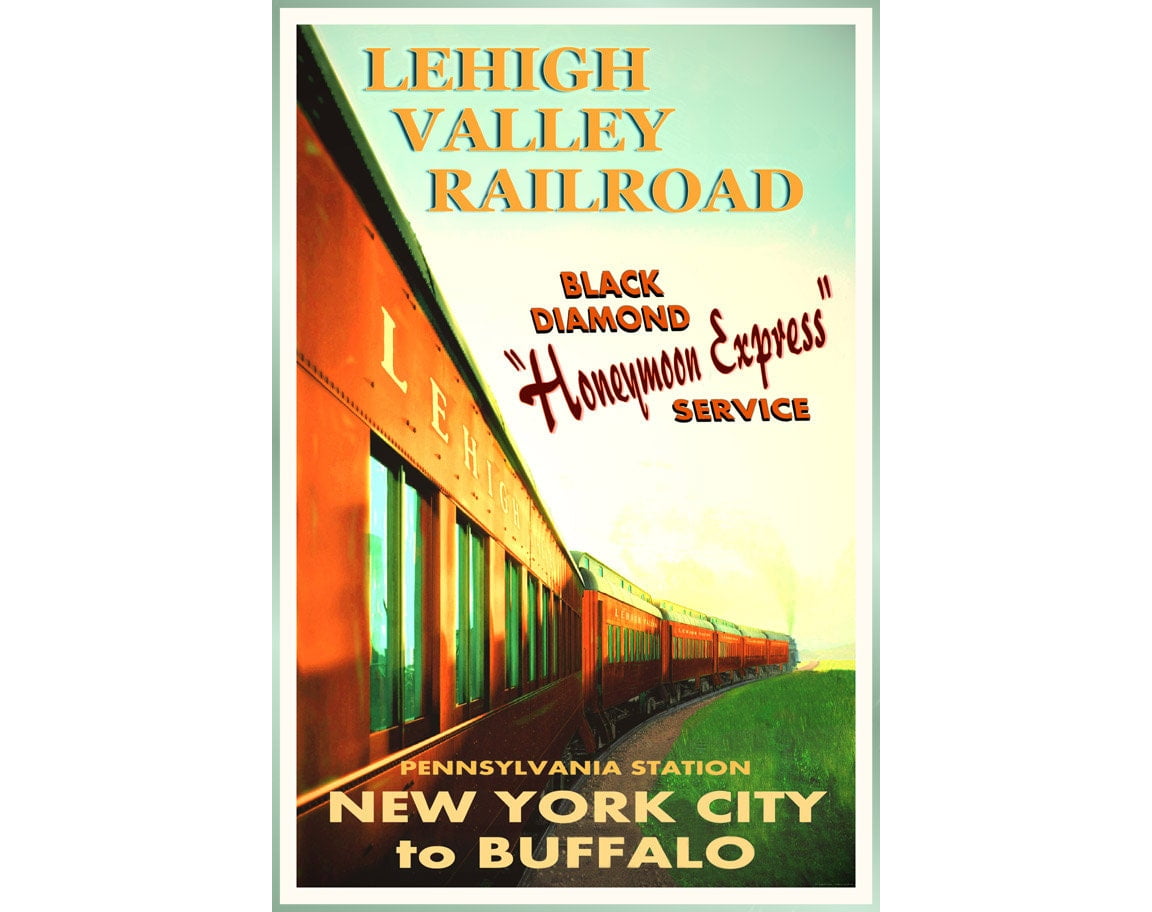 Onimhouse Poster Lehigh Valley Railroad Pennsylvania Train Travel ...
