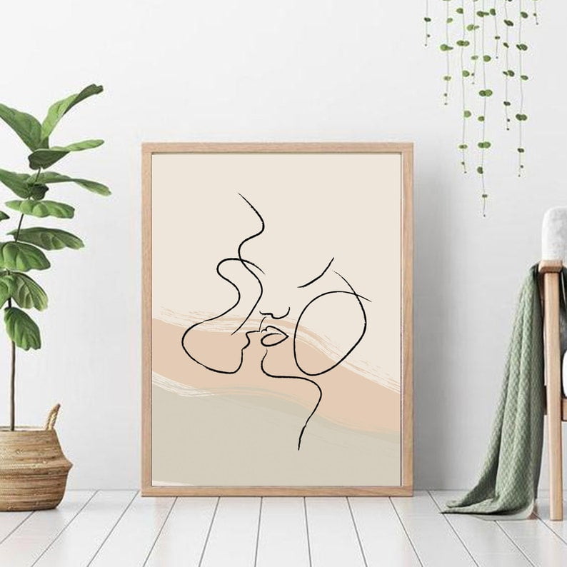 Onimhouse Poster Line Art Man And Woman, Couple Art Print, Man And ...